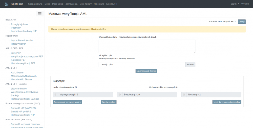 AML Skaner – Platforma Hyperflow